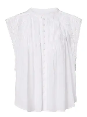MARANT ETOILE Grecia Lace-trimmed Cotton Blouse - White