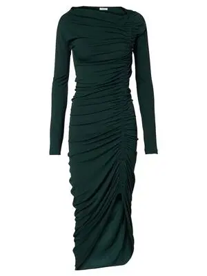 FERRAGAMO Gathered Jersey Midi Dress - Green