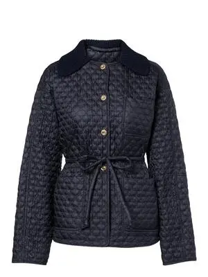 Moncler Raray Belted Quilted Down Jacket - Blue