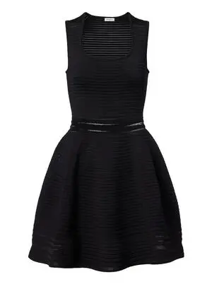 Simkhai Lottie Ribbed-knit Sheer Minidress - Black