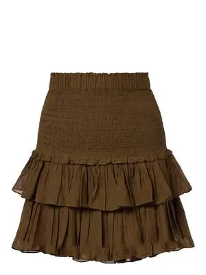 MARANT ETOILE Naomi Smocked Cotton-blend Miniskirt - Brown