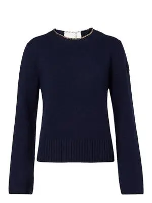 Moncler Ribbed-knit Wool And Cashmere Sweater - Blue