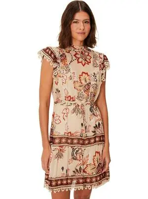 Farm Rio Sand Aura Floral Mini Dress - Aura Floral Sand