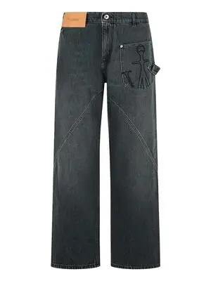 JW Anderson Workwear Cotton Pants With Twisted Leg - Grey