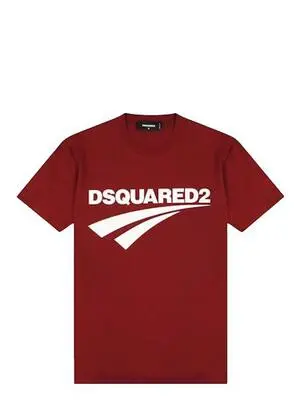 Dsquared2 Dsqua2 Cigarette Fit Brand Logo Burgundy T-shirt - Red