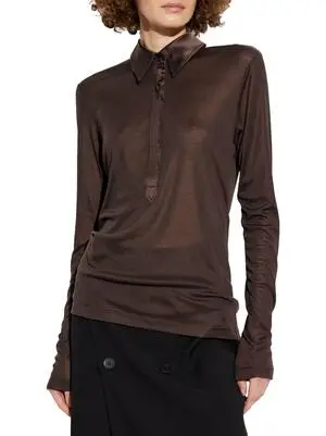 TOM FORD Silk Polo Shirt - Brown