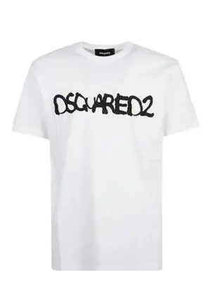 Dsquared2 Cool Fit Scribble Spray Logo T-shirt - White