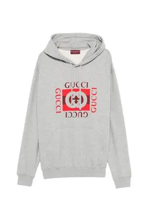 Gucci Logo Cotton Hoodie - Grey