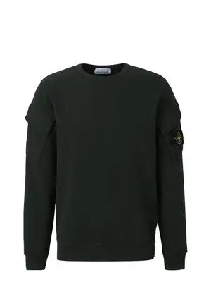 Stone Island Logo Cotton Crewneck Sweatshirt - Verde Scuro