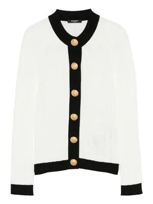 Balmain Knitted Crewneck Cardigan - White