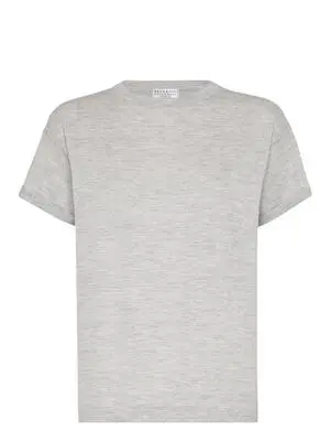 Brunello Cucinelli Cashmere And Silk T-Shirt Light Grey