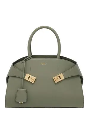 FERRAGAMO Small Leather Tote Bag - Grey
