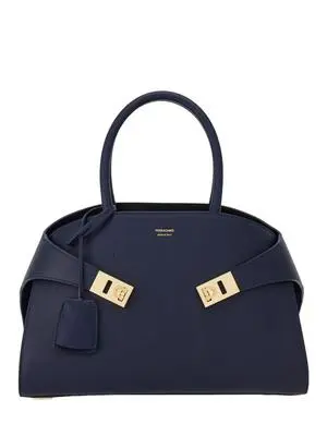 FERRAGAMO Small Leather Tote - Blue