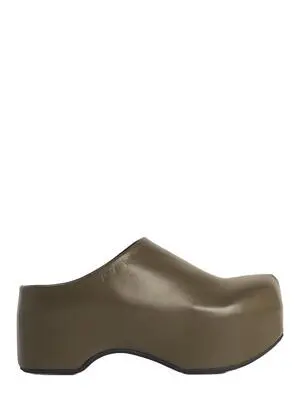 Marni Chunky Leather Clog Sabots - Green