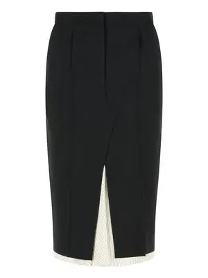 Marni Midi Skirt In Cool Virgin Wool With Exposed Lining - Black