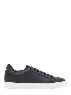 Emporio Armani Leather Low-top Sneakers - Black