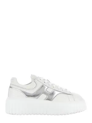 HOGAN PRE H Stripes Leather Sneakers - Silver