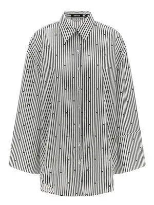 ROTATE BY BIRGER CHRISTENSEN Poplin Oversized Striped Shirt - White/black