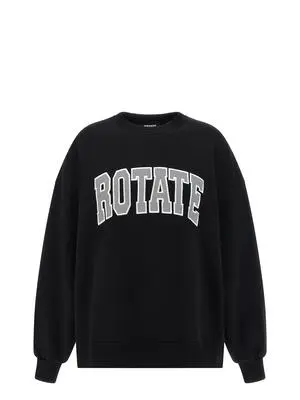 ROTATE BY BIRGER CHRISTENSEN Varsity Logo Embroidered Sweatshirt - Black