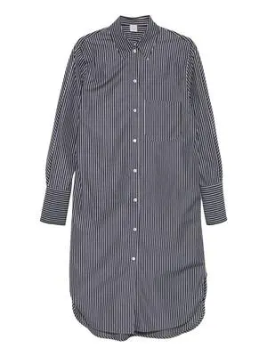 TOTEME Striped Cotton Shirtdress - Black