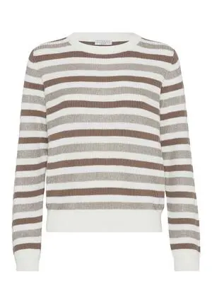 BRUNELLO CUCINELLI Striped Cotton Crewneck Sweater