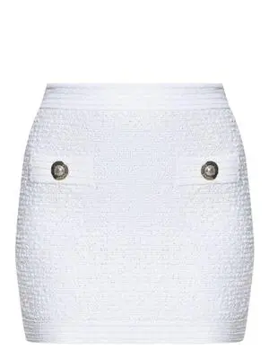 Balmain Mini Tweed Skirt - White