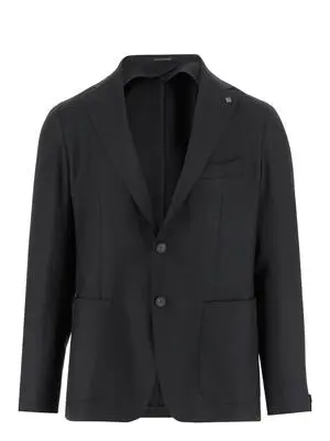 Tagliatore Stretch Wool Single-breasted Jacket - Black