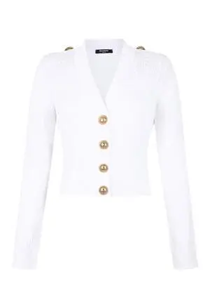 Balmain V-necked Cardigan - White