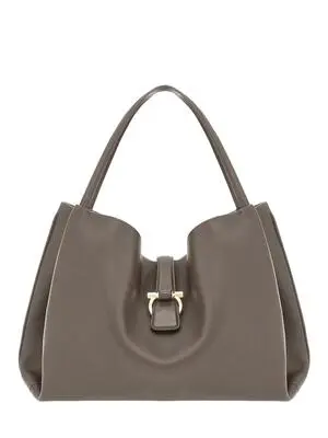 FERRAGAMO Leather Shoulder Bag Khaki