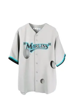 Off-White X Mlb Miami Marlins Cutout Shirt - Gray