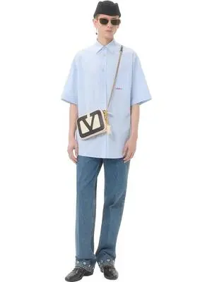 Valentino Garavani Embroidered Cotton Shirt - Blue