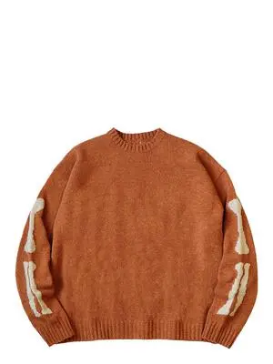 Kapital 5g Wool Knit Bone Crewneck Sweater - Orange