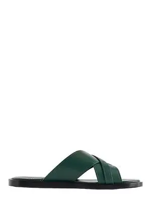 Gucci Interlocking G Leather Slides - Verde