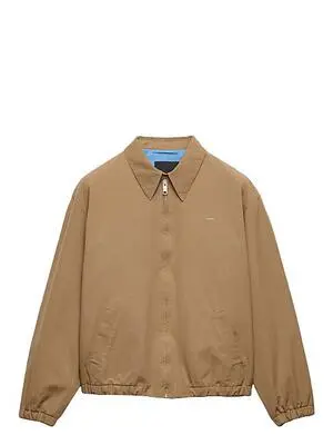 Prada Logo-Print Cotton Jacket Brown
