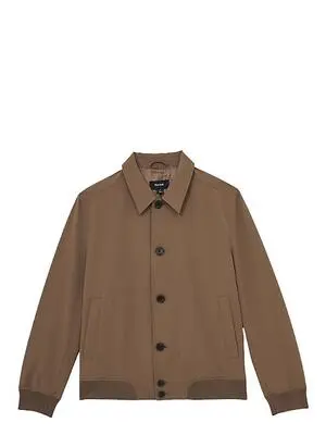 REISS Collared Stretch-woven Jacket - Chestnut Brown