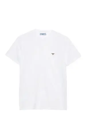 Prada Cotton Jersey T-shirt With Logo - White
