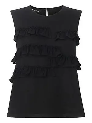 Whistles Frilled Sleeveless Woven Top - Black