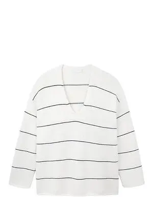 THE WHITE COMPANY Striped Oversized Cotton And Wool-blend Jumper - Porcelain