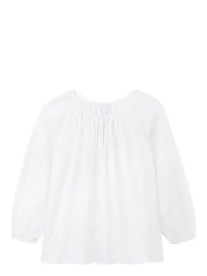THE WHITE COMPANY Keyhole-neck Satin-trim Blouse - Ivory