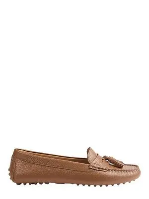 LK BENNETT Leslie Tassel Leather Moccasins - Bro-tan