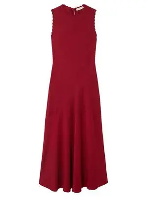 Ulla Johnson Clea Scalloped Satin-crepe Midi Dress - Red