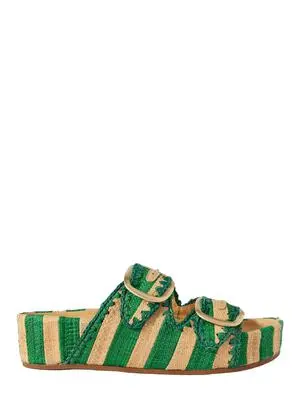 LOEFFLER RANDALL Theo Two-tone Raffia Sandals - Green