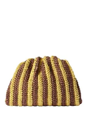 LOEFFLER RANDALL Bailey Striped Raffia Clutch - Brown