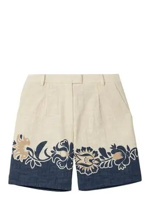 La DoubleJ Boyfriend Printed Cotton-blend Shorts - White