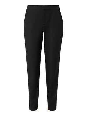 Balmain Satin-trimmed Wool Straight-leg Pants - Black