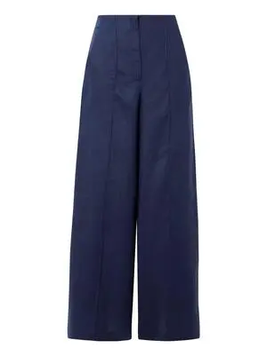 ANDRES OTALORA Encontrarte Linen Wide-leg Pants - Blue