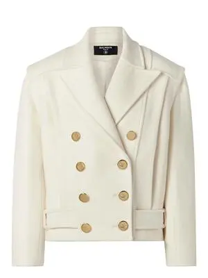 Balmain Double-breasted Wool And Cashmere-blend Felt Jacket - White