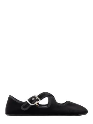 Alaïa Criss Cross Velvet Ballet Flats - Black