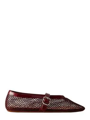 Alaïa Patent Leather-trimmed Mesh Ballet Flats - Burgundy