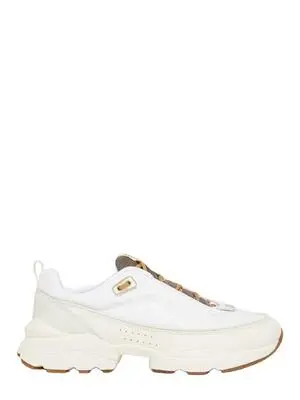 Max Mara Running Shoes In Technical Fabric And Leather - Optical White